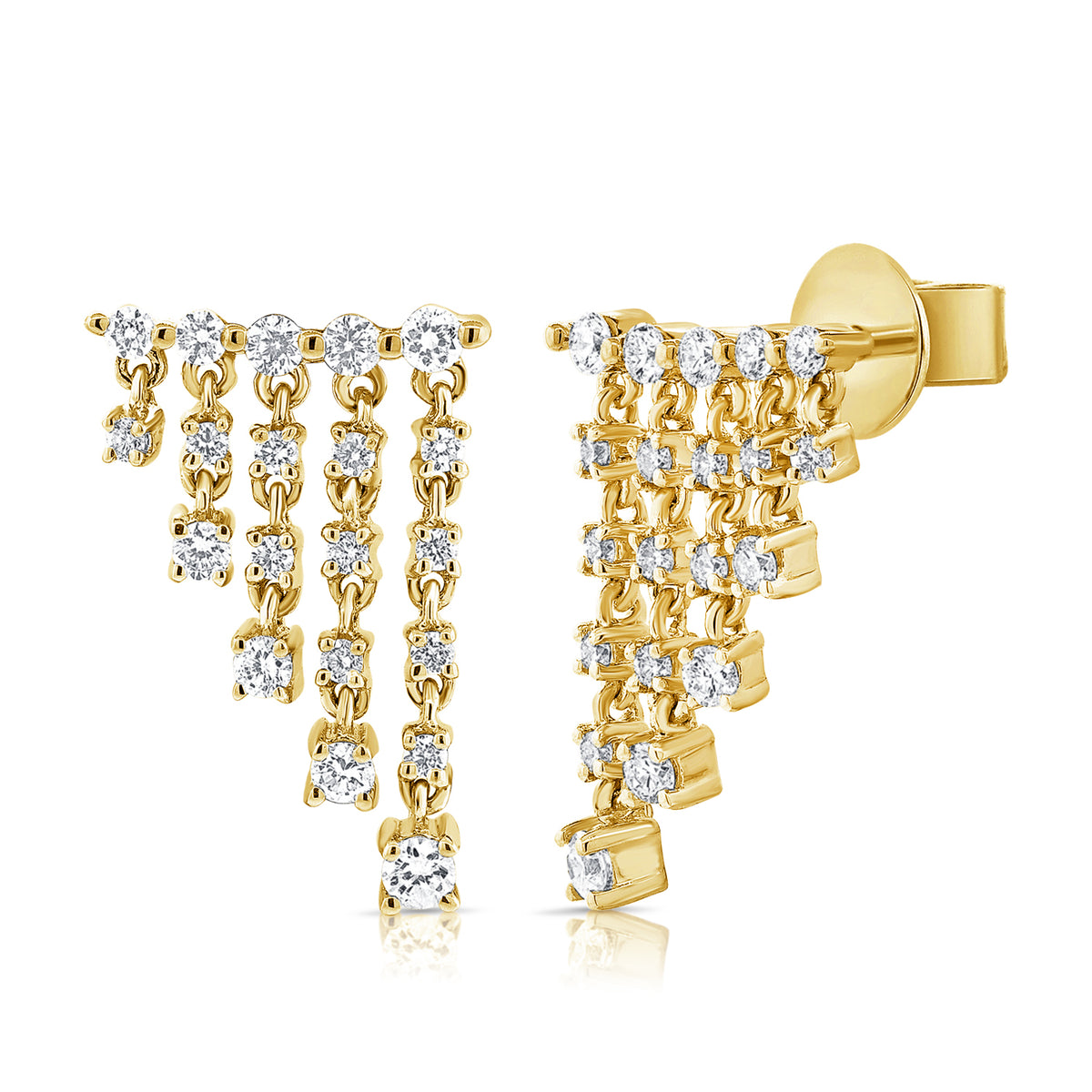 14K Gold & Diamond Dangle Ear Climber Earrings – Sabrina Design