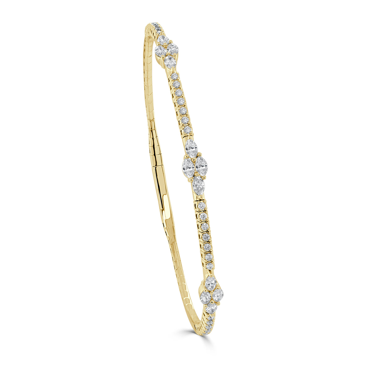 14k Gold & Marquise Diamond Station Flexible Bangle – Sabrina Design