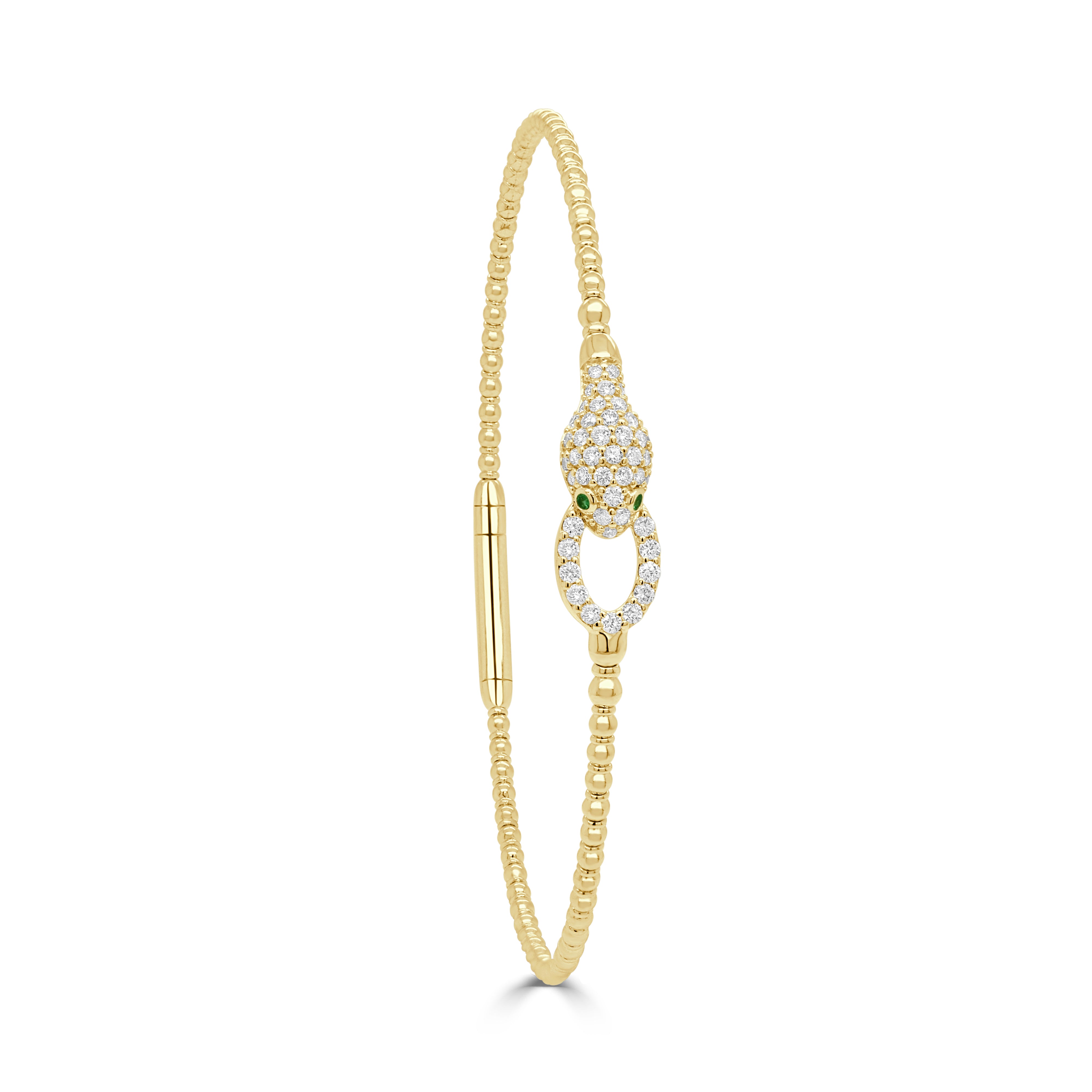 14K Gold Diamond & Emerald Snake Bangle - 0.37ct – Sabrina Design