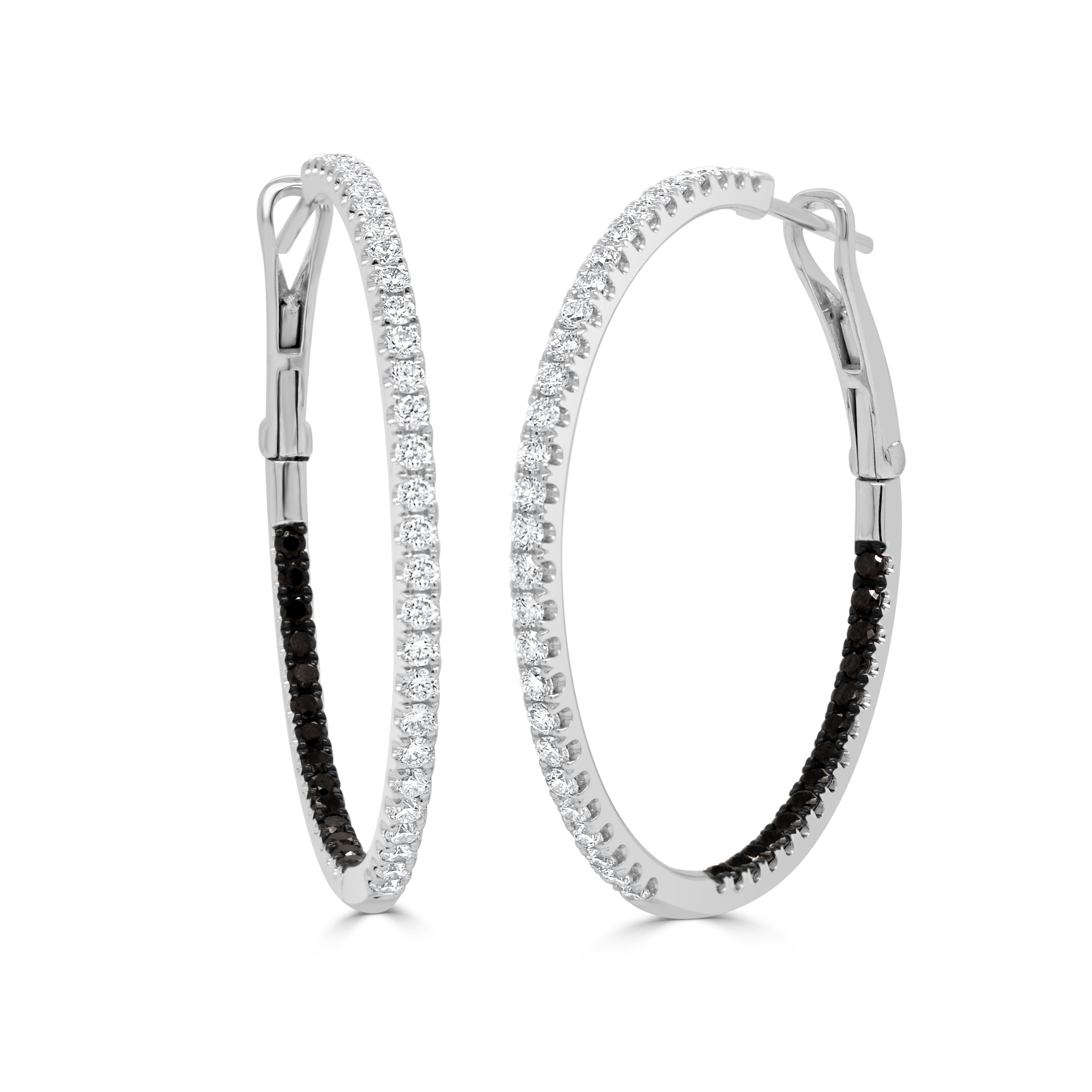 14K Gold Diamond & Black Diamond Hoops - 0.98 CT – Sabrina Design