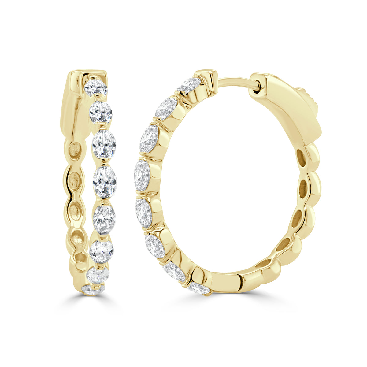 14K Gold Oval Cut Diamond Earrings – Sabrina Design
