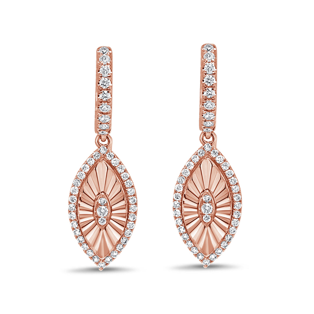 14K Gold & Diamond Fluted Dangle Earrings - 0.70ct – Sabrina Design