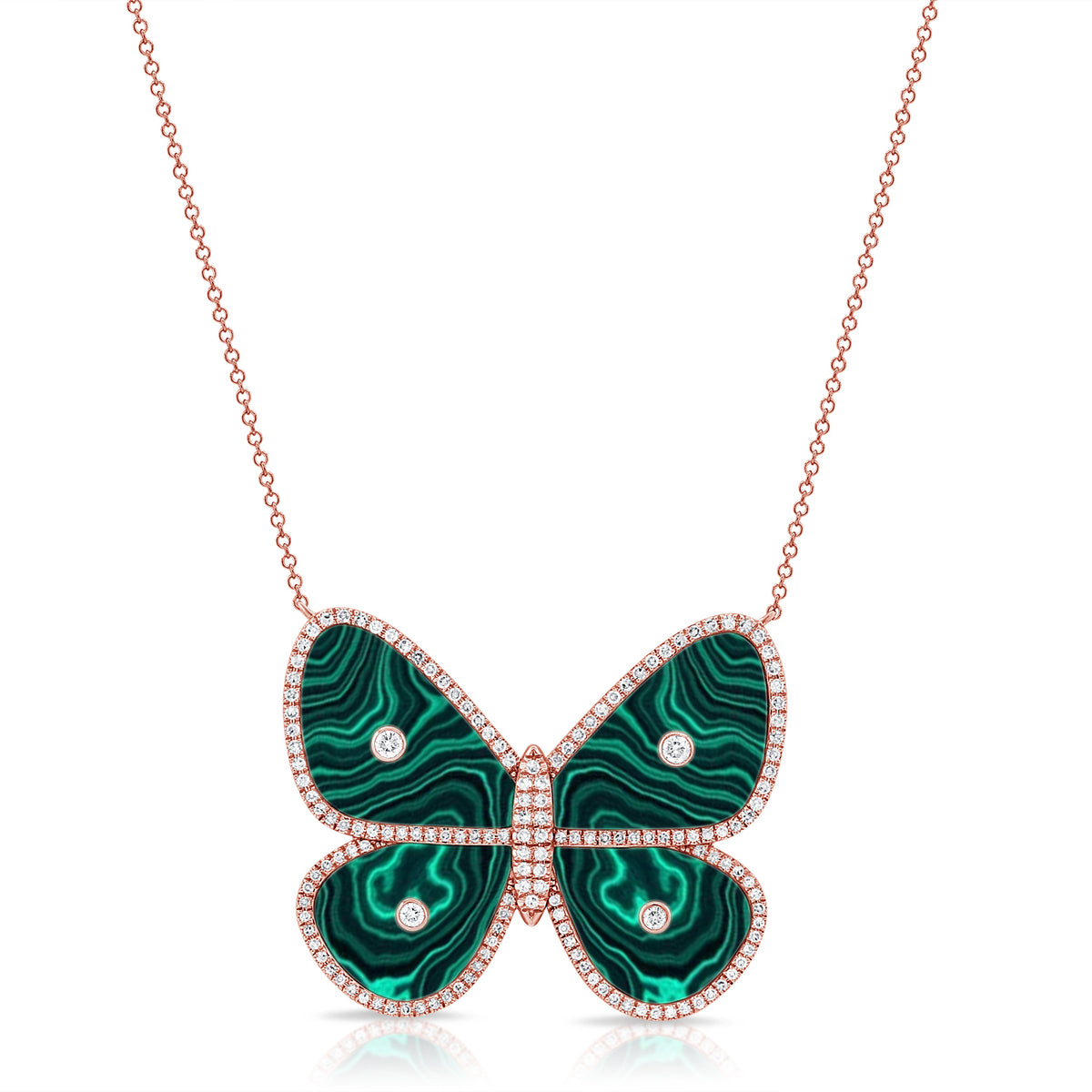 14K Gold Malachite & Diamond Butterfly Neckalce – Sabrina Design