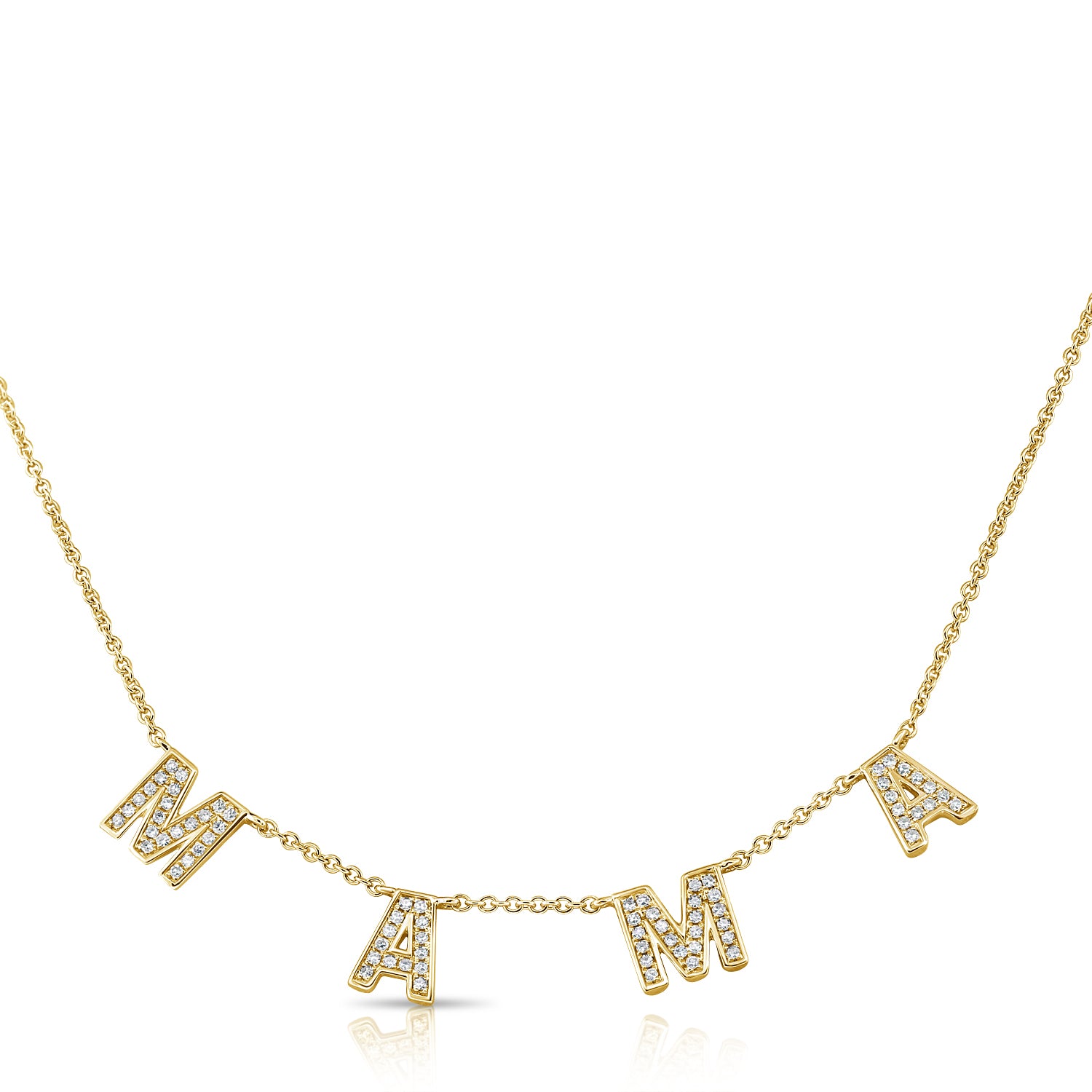 14K Gold Diamond MAMA Necklace - 0.24ct – Sabrina Design