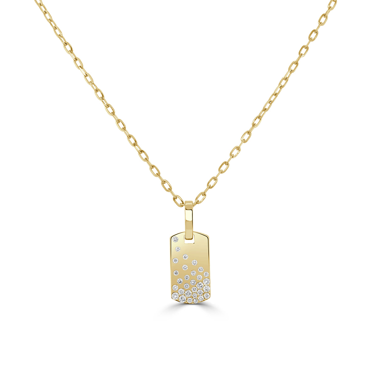 14K Gold Diamond Sprinkle Plate Necklace – Sabrina Design