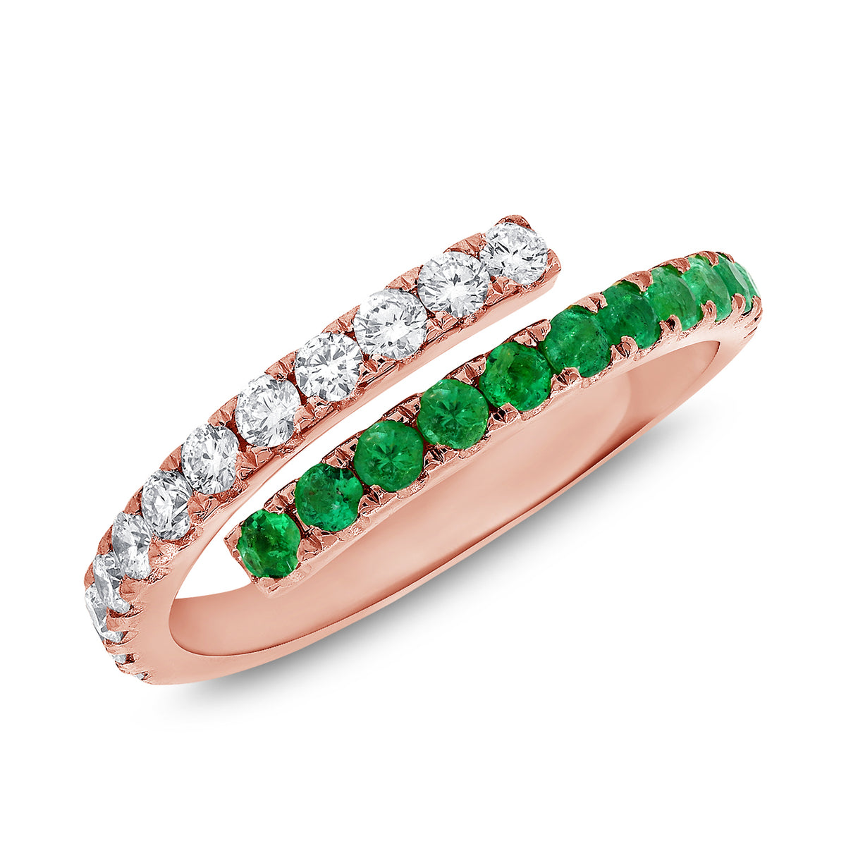 14K Gold Diamond & Emerald Wrap Ring – Sabrina Design