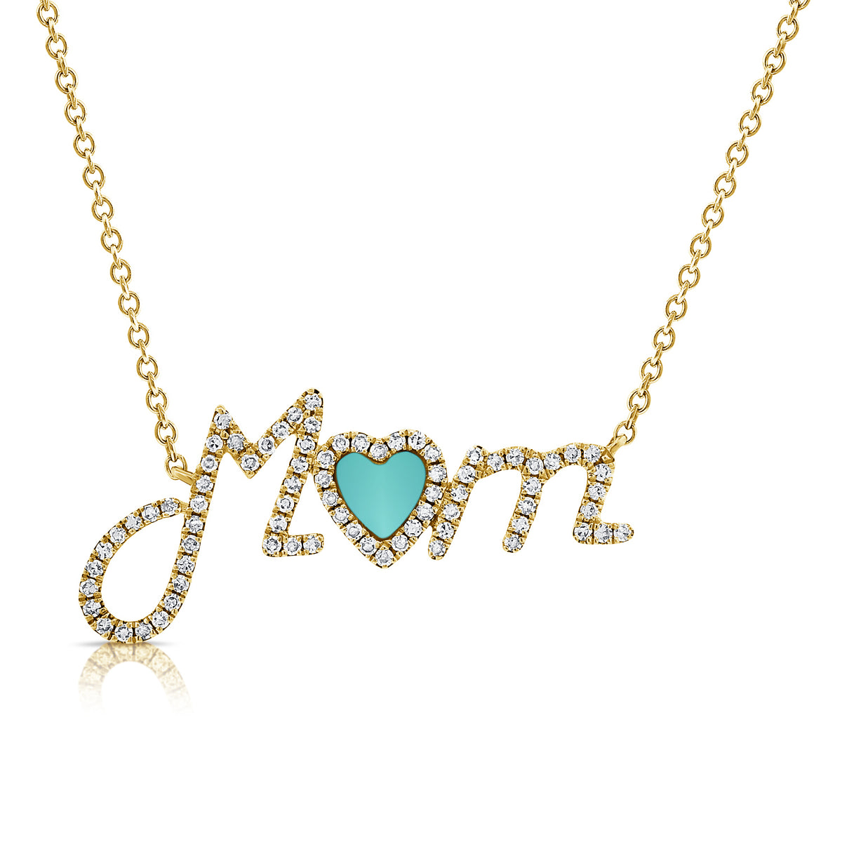 14K Gold Turquoise & Diamond Mom Necklace – Sabrina Design