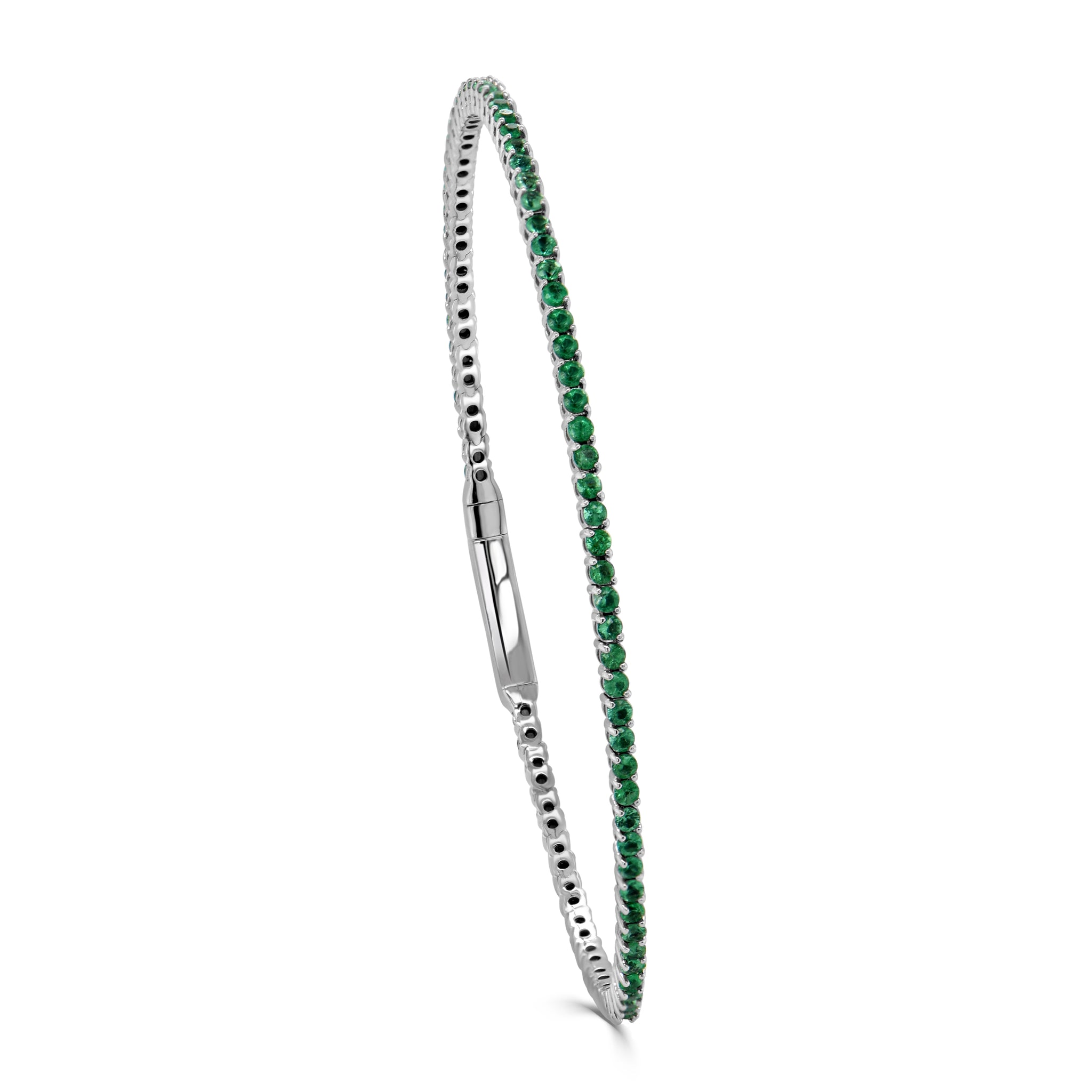 14K Gold & Green Emerald Flexible Eternity Bangle – Sabrina Design