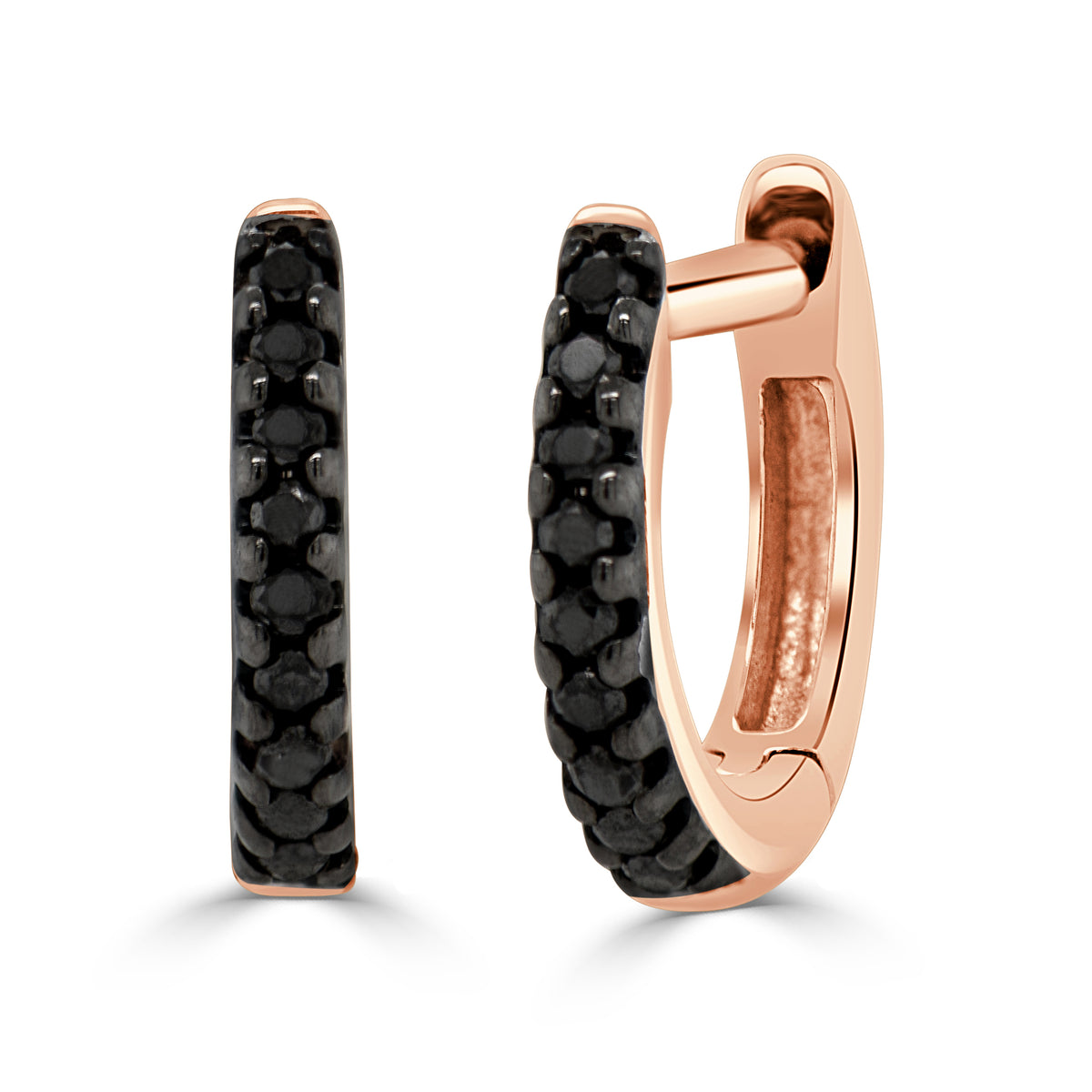14K Gold & Black Diamond Huggie Earrings – Sabrina Design