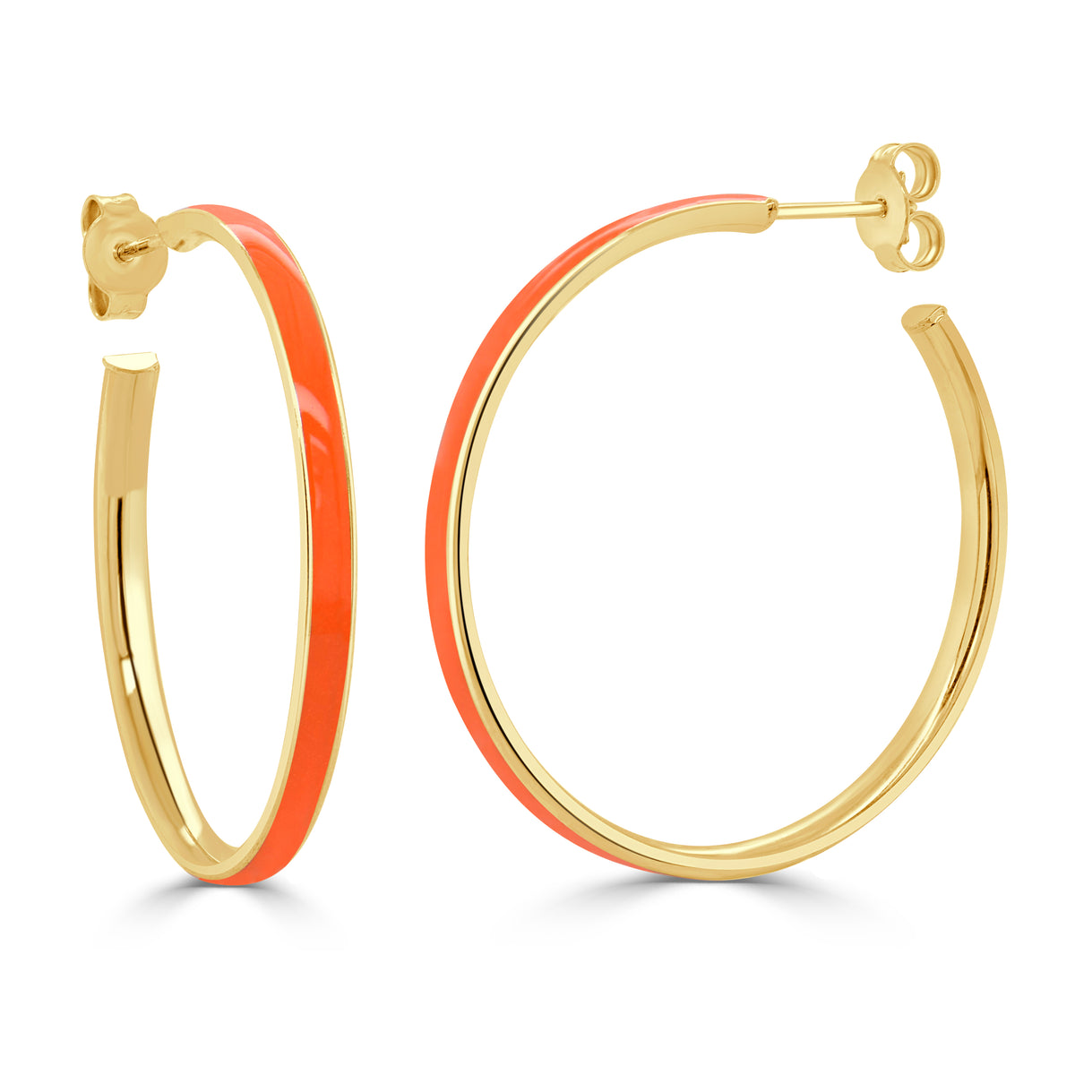 14k Gold Round Enamel Open Hoops – Sabrina Design