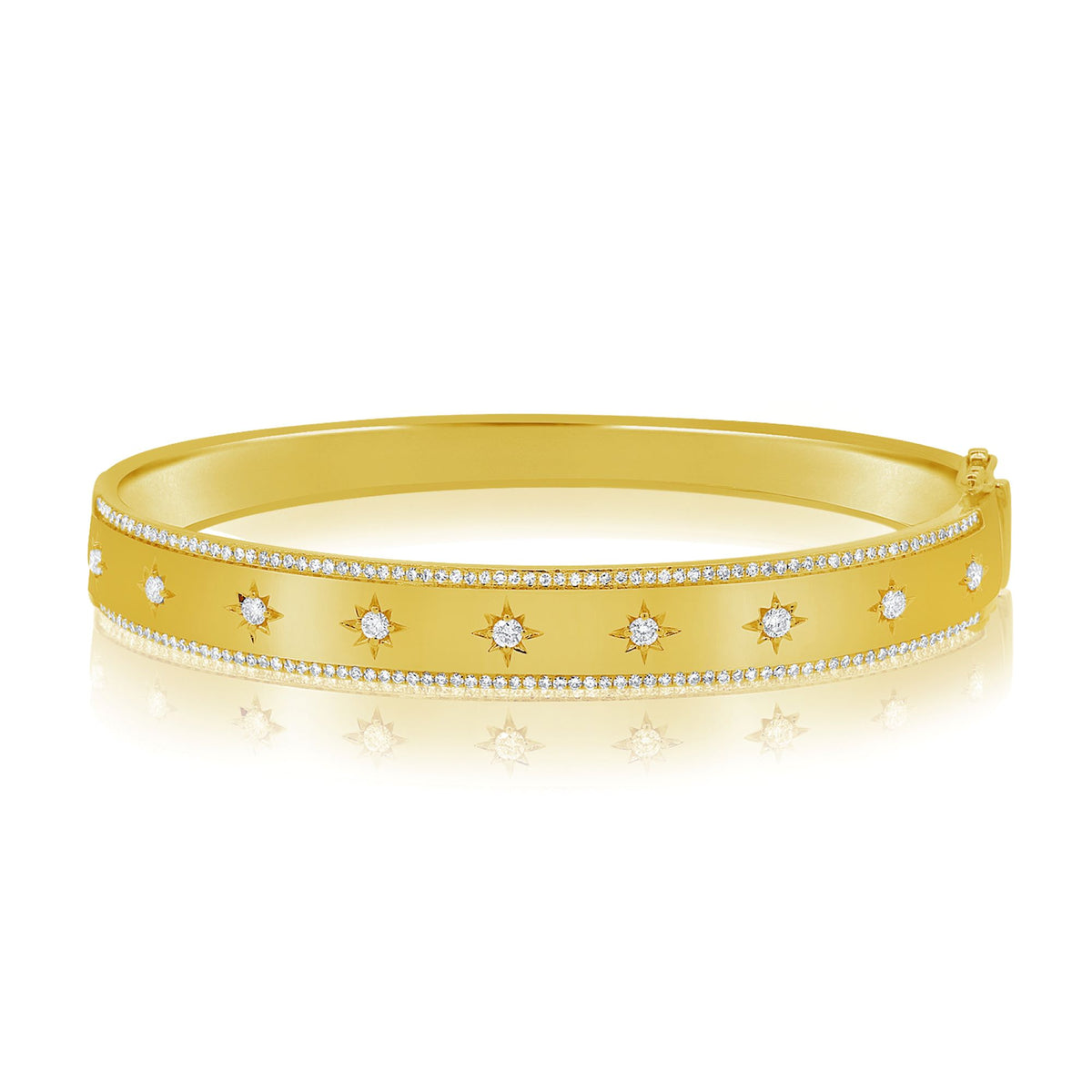 14K Gold & Diamond Star Bangle – Sabrina Design