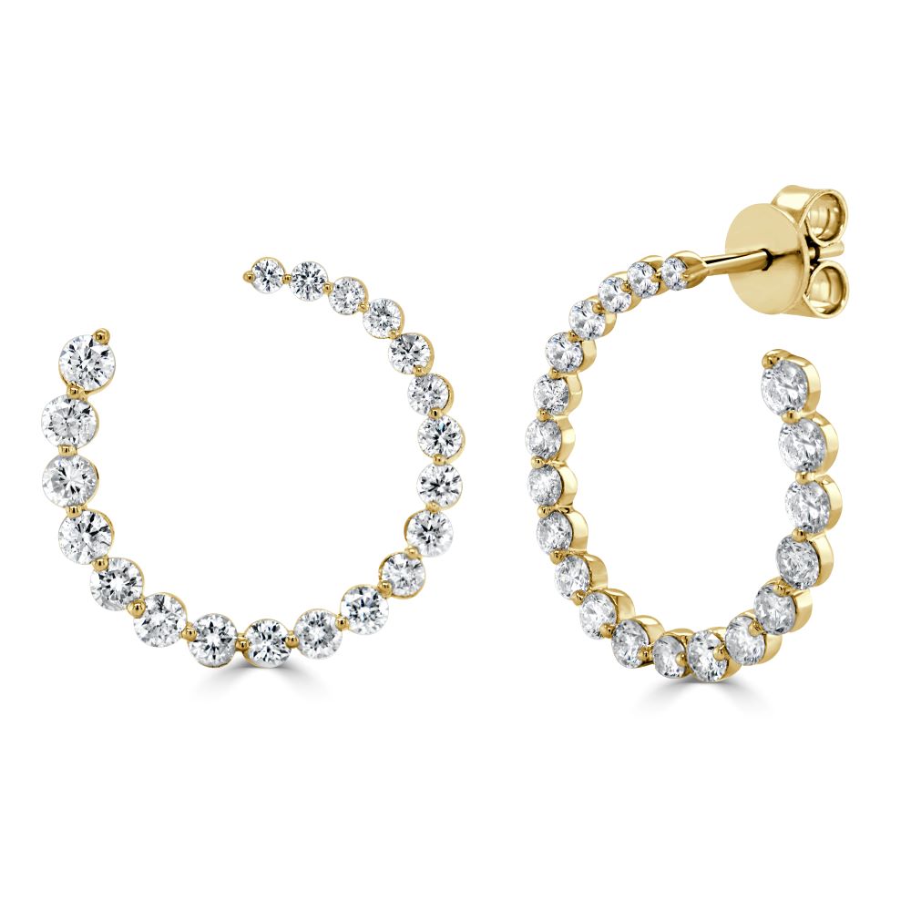 14K Gold & Diamond Front-Facing Circular Hoops - 1.97ct – Sabrina Design