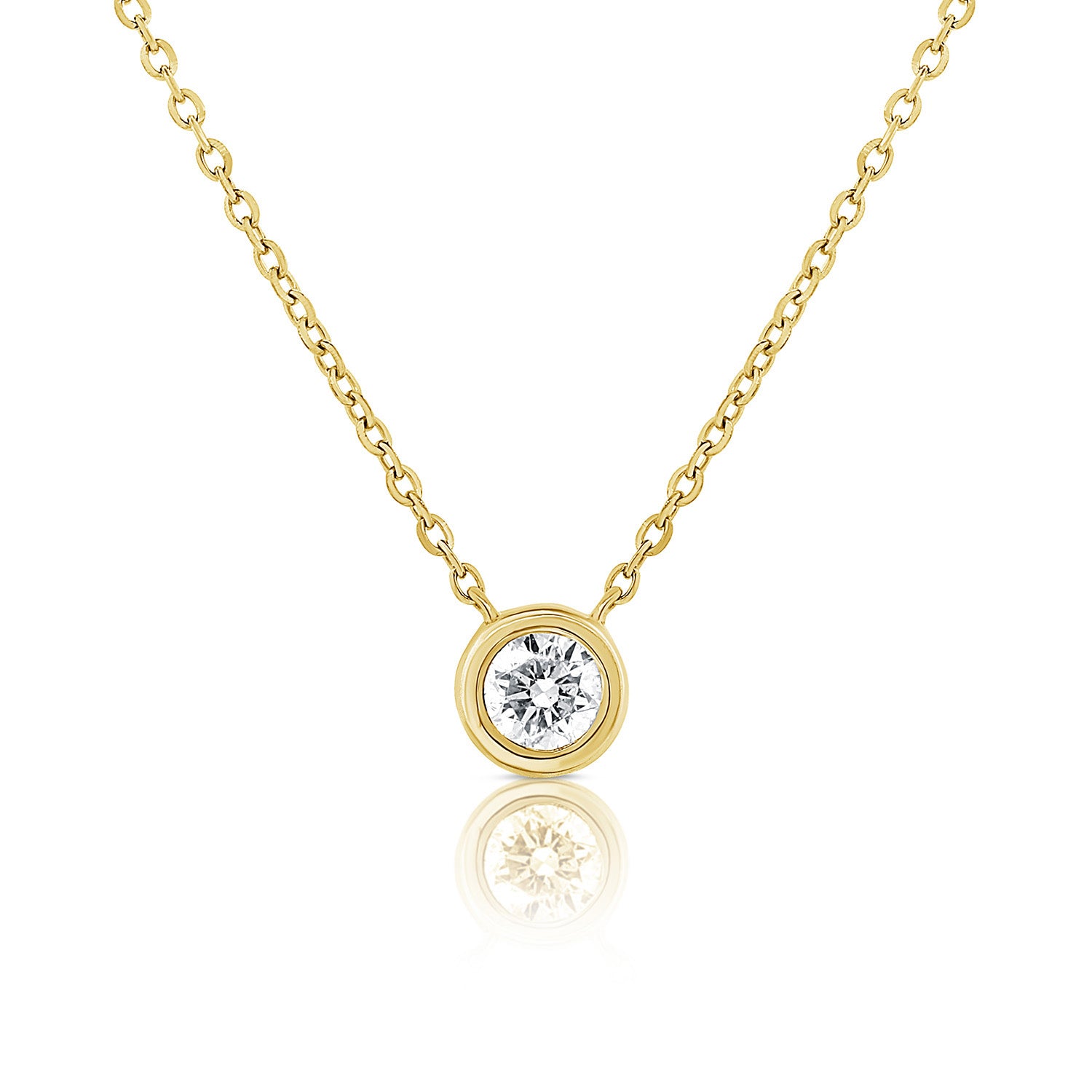 14K Gold & Diamond Bezel Necklace – Sabrina Design