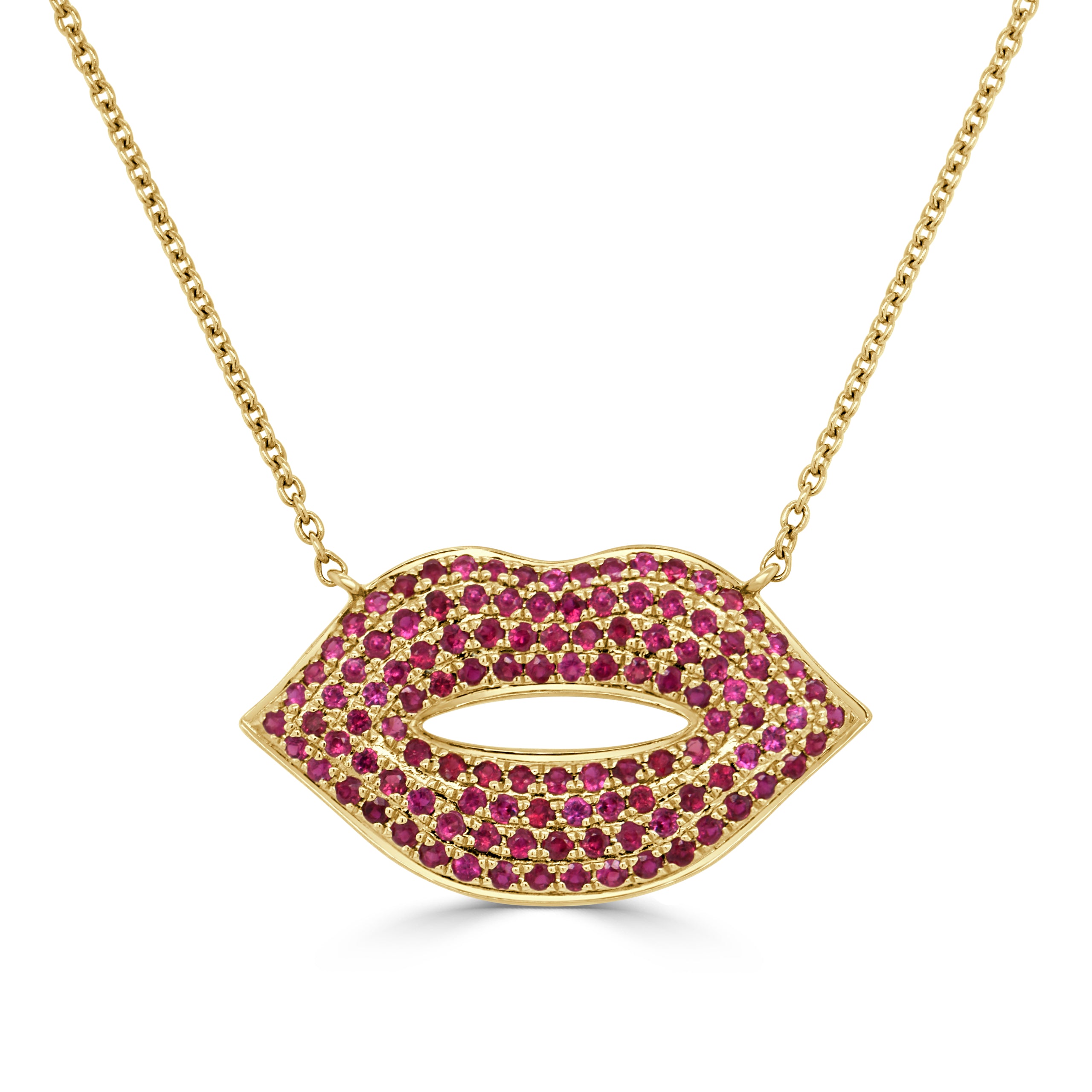 14K Gold & Ruby Large Lip Pendant Necklace - 0.90ct – Sabrina Design