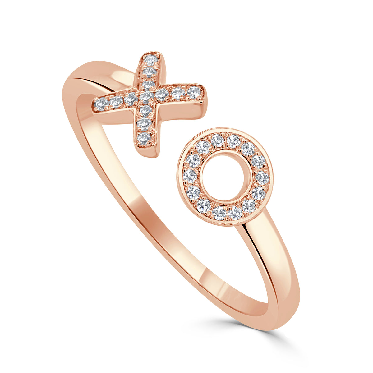 14K Gold & Diamond Open XO Ring – Sabrina Design